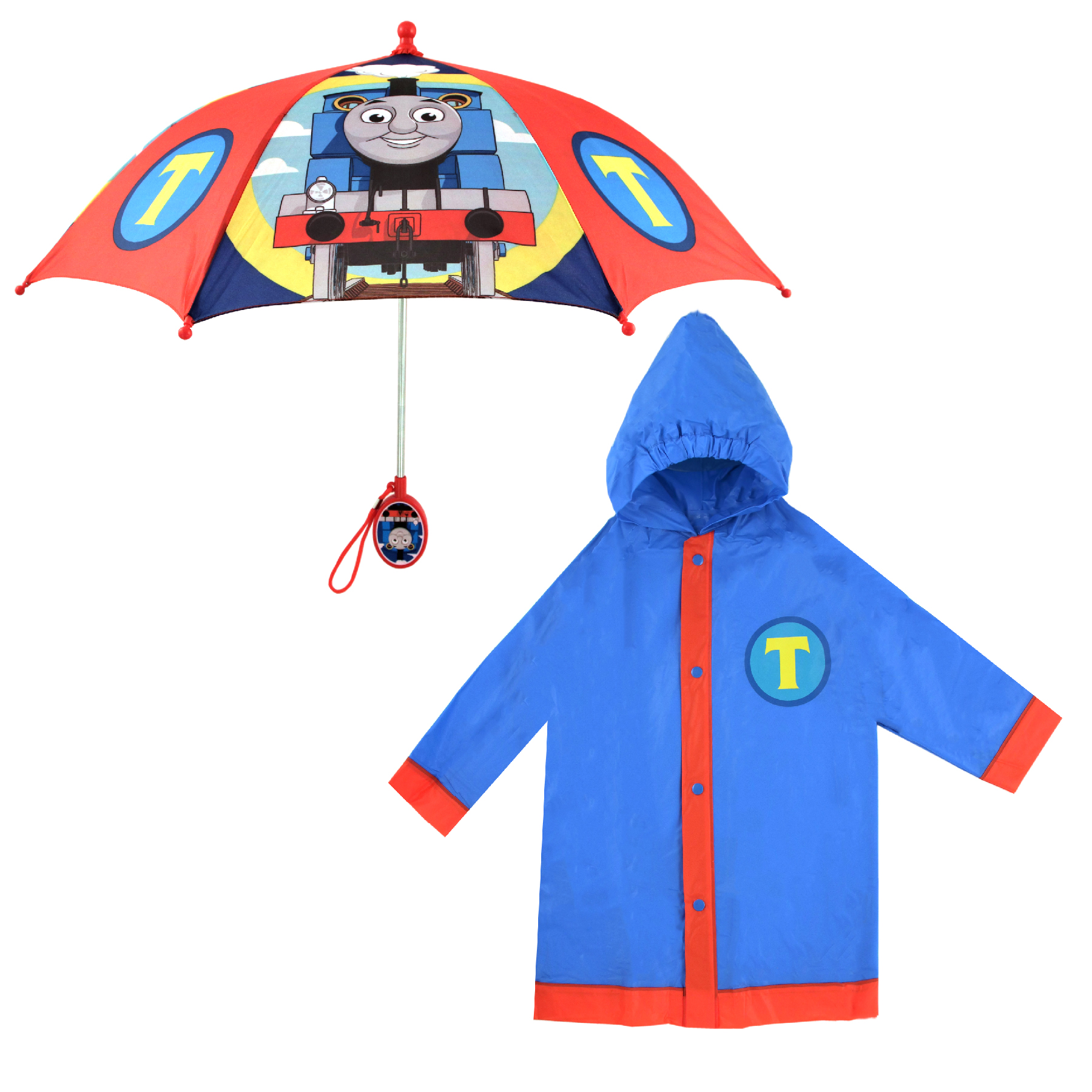 Mattel Thomas and Friends Kids Umbrella with Matching Rain Poncho for ...