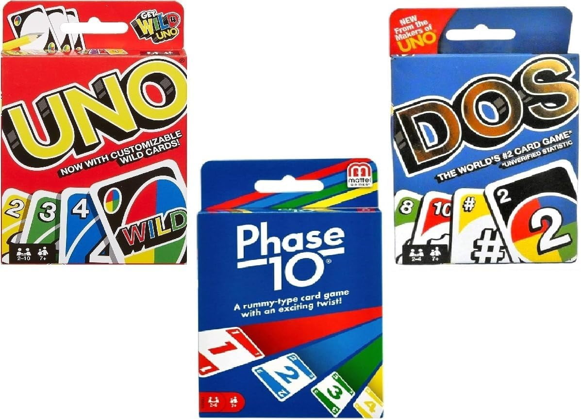 Mattel Uno, Dos and Phase 10 Card Game, Combo Pack of 3 - Walmart.com