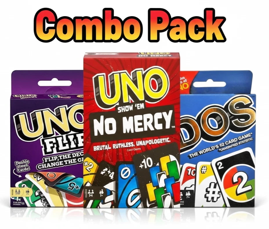 Mattel Uno No Mercy, Flip and Dos Card Game, Combo Pack of 3 - Walmart.com