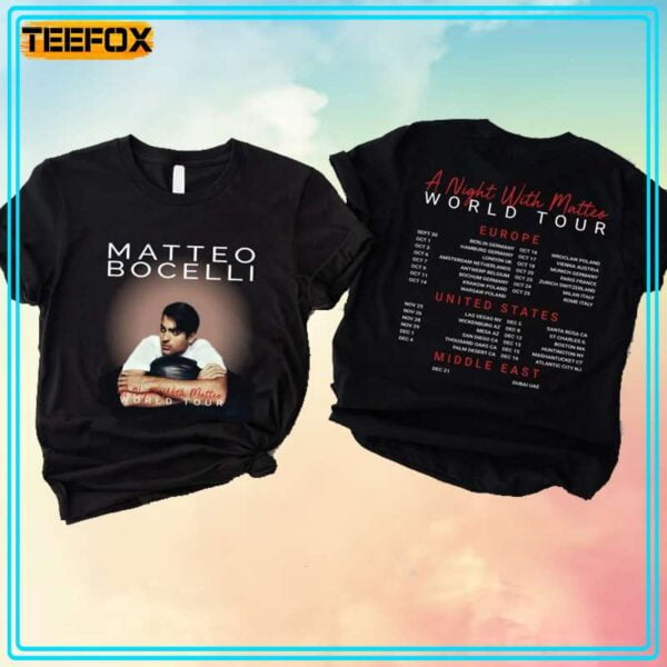 Matteo Bocelli A Night with Matteo World Tour 2023 Short-Sleeve T-Shirt ...