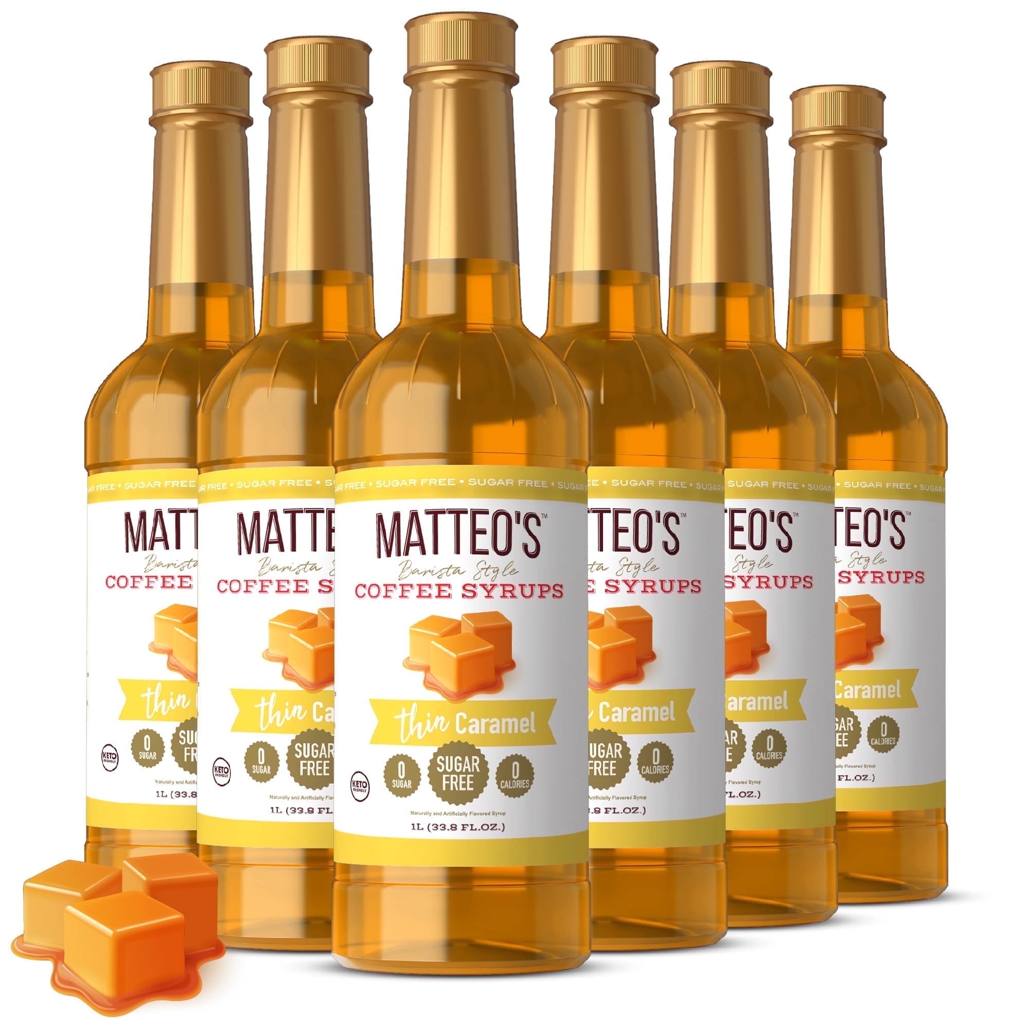 Matteo's Barista Style Sugar-Free Caramel Coffee Syrup, 6-Pack, 33.8 Oz ...