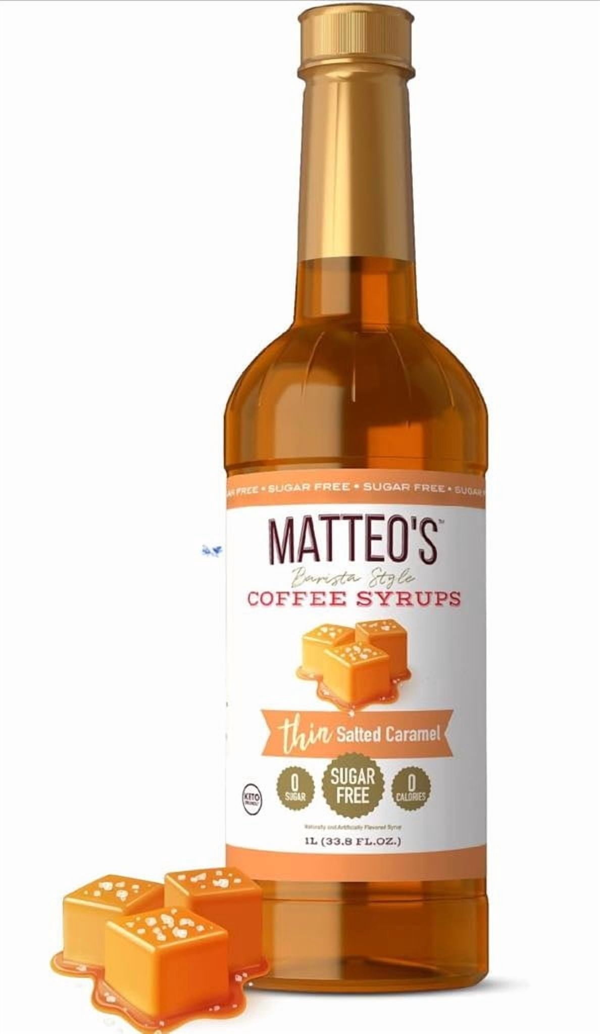 Matteo's Barista Style Sugar-Free Coffee Syrup, Salted Caramel Flavor ...
