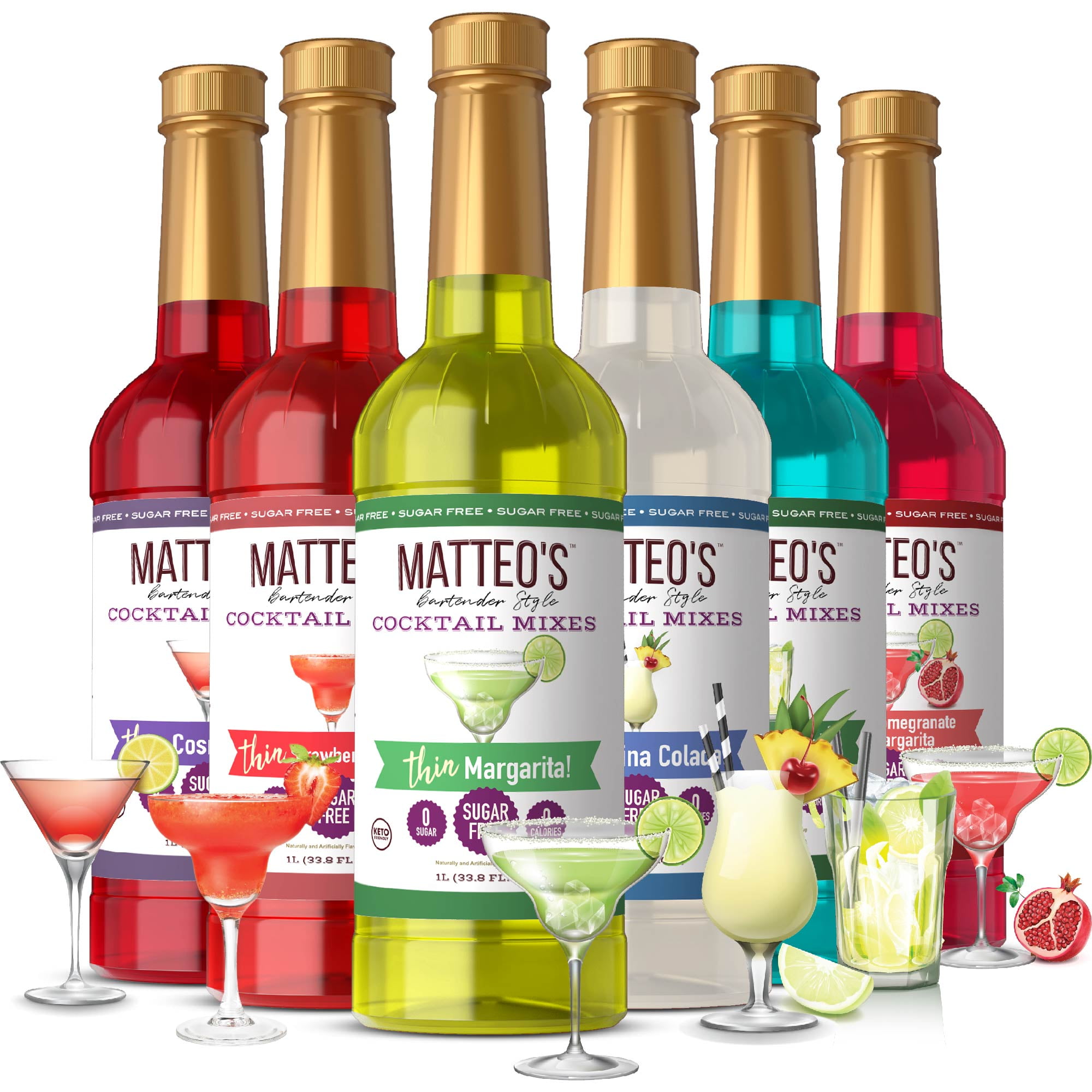 Matteo's Sugar Free Cocktail Mixes, Variety 6 pack (1L bottle, 6-pack ...