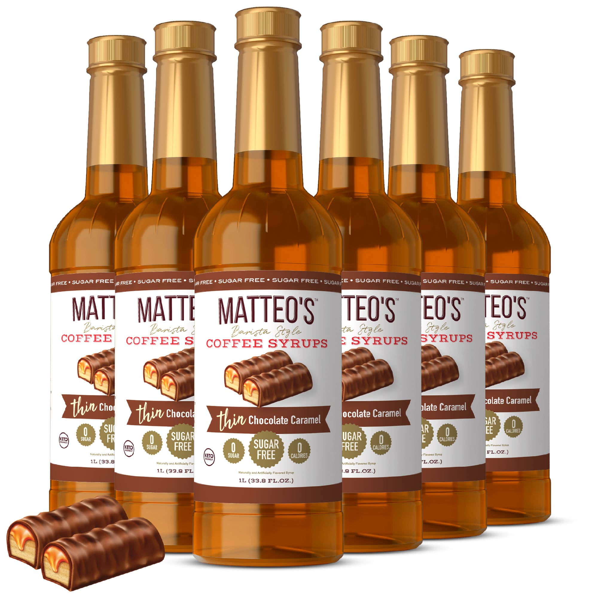 Matteo's Sugar Free Coffee Syrup, Chocolate Caramel (1L bottle, 6-pack ...