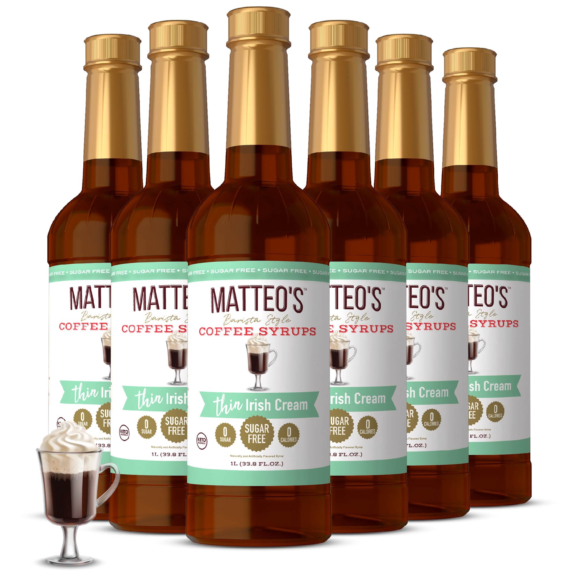 Matteo's Sugar Free Coffee Syrup, Irish Cream (1L bottle, 6-pack ...