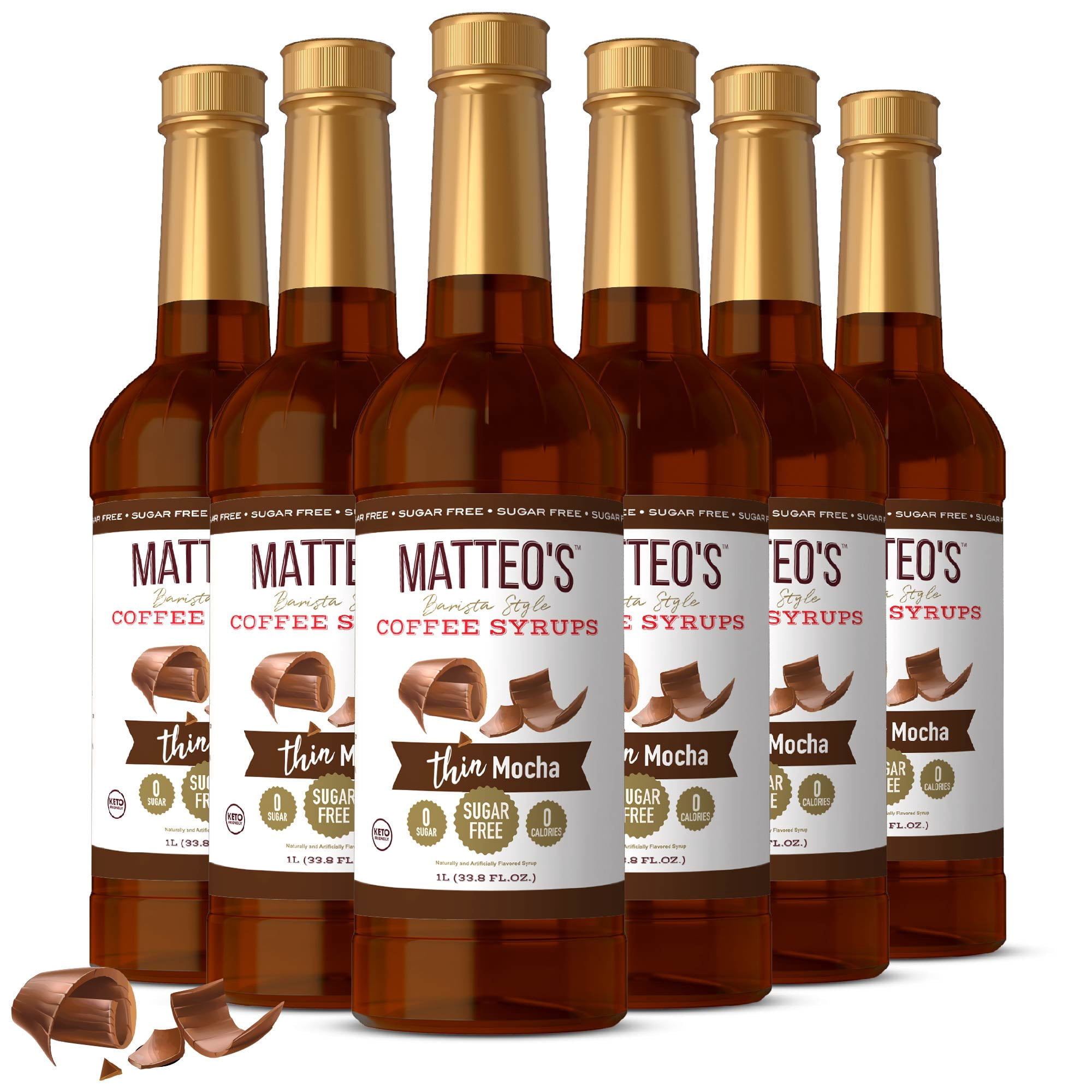 Matteo's Sugar Free Coffee Syrup, Mocha (1L bottle, 6-pack) - Walmart.com