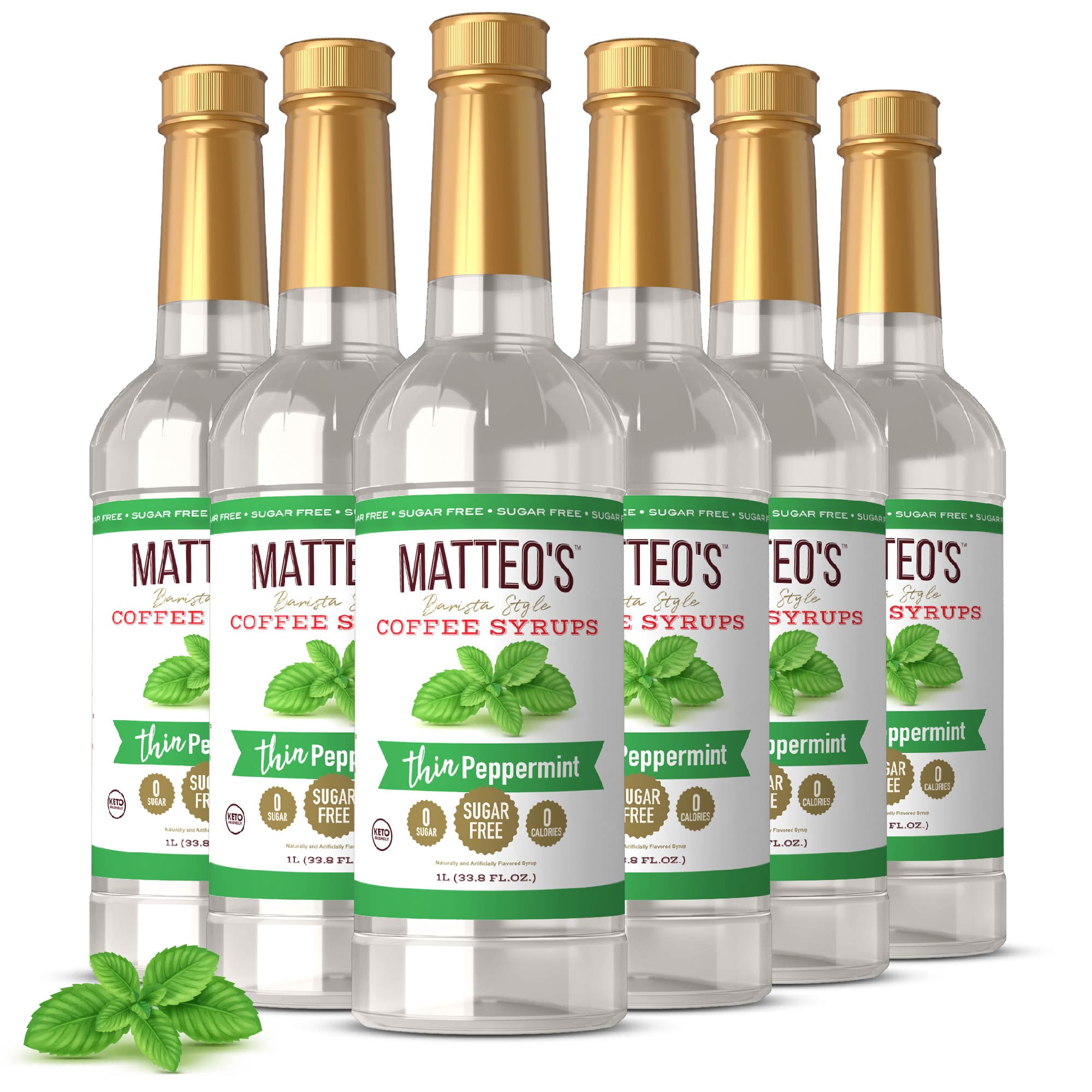 Matteo's Sugar Free Coffee Syrup, Peppermint (1L bottle, 6-pack ...