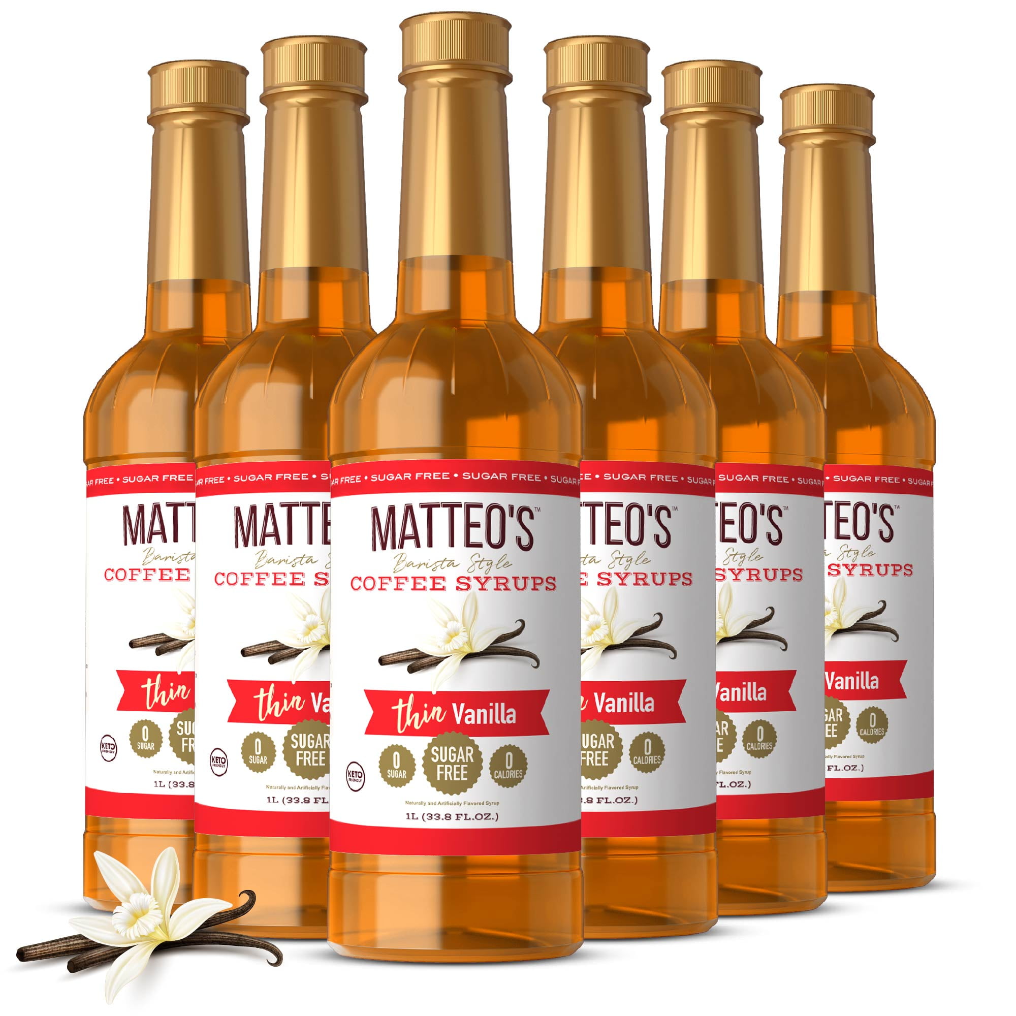 Matteo's Sugar Free Coffee Syrup, Vanilla (1L bottle, 6-pack) - Walmart.com