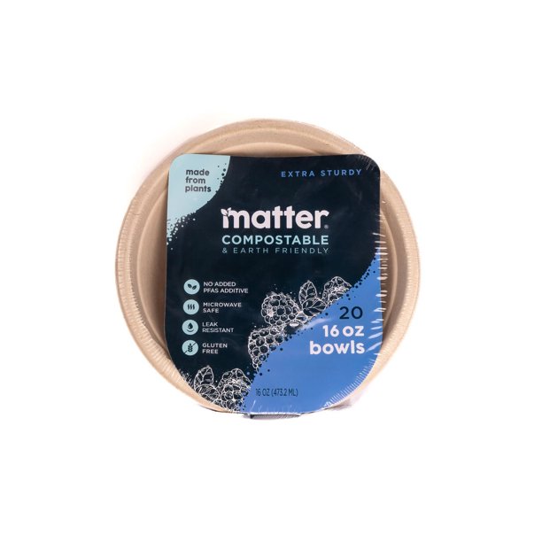Matter Compostable Plant-Based Fiber Bowls, 16oz, 20 Count - Walmart ...