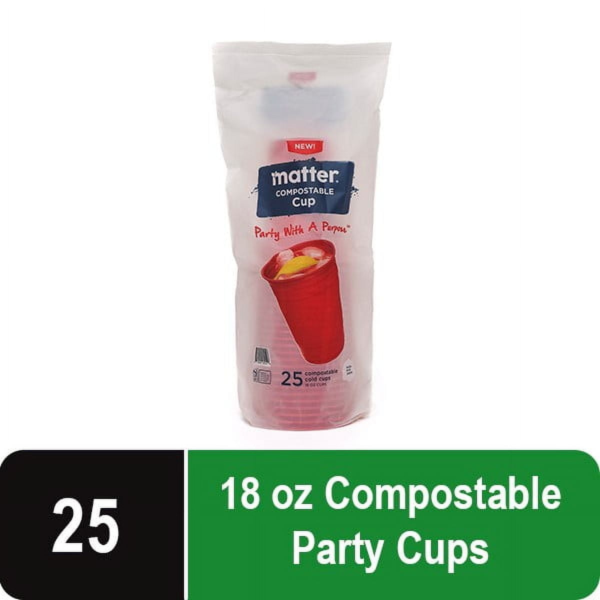 Matter Compostable Disposable Cups, 18 oz., Red, 25 Count - Walmart.com
