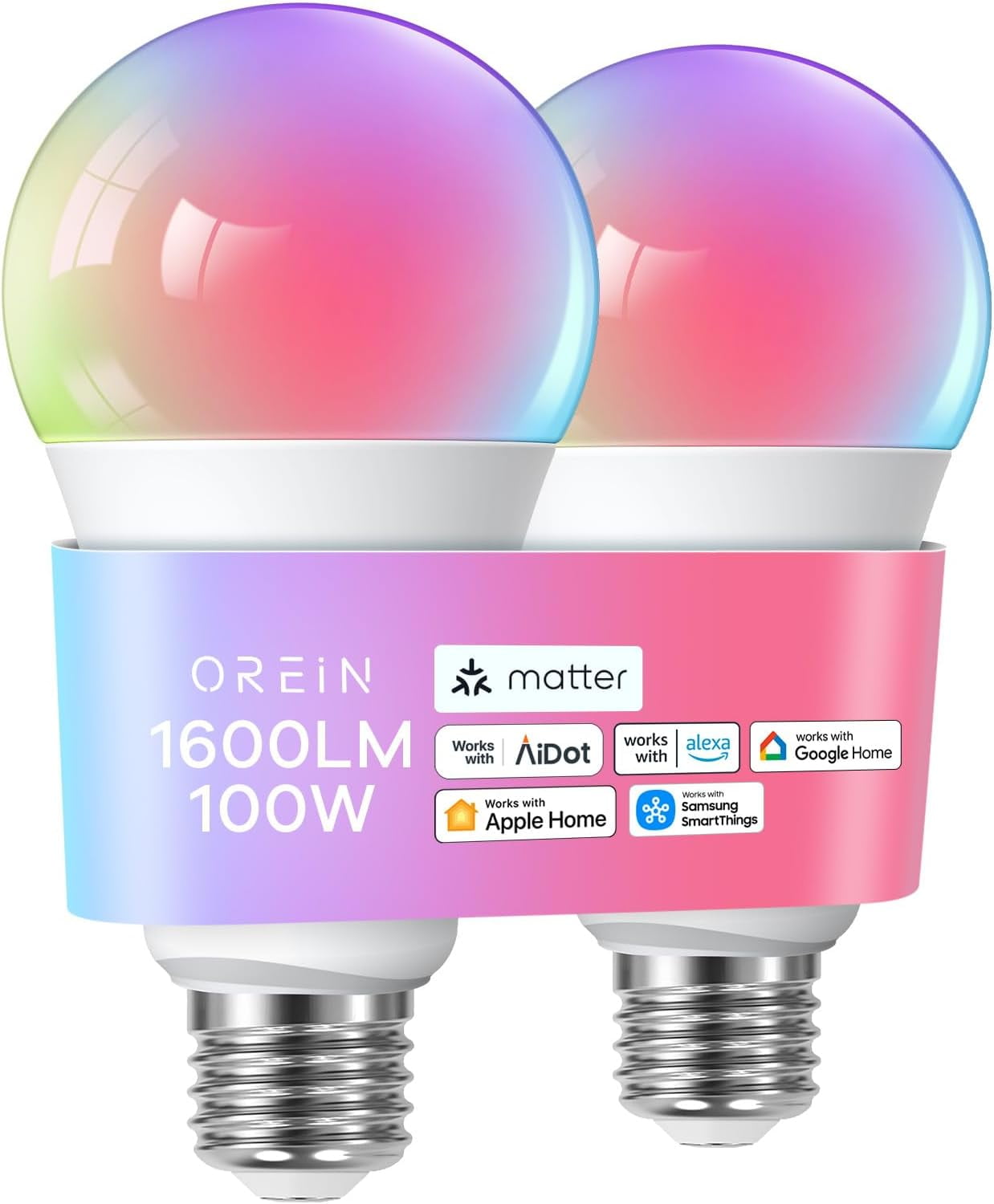 Matter Smart Light Bulb, 1600 Lume 100W Equivt Smart Light Bulbs, Color ...
