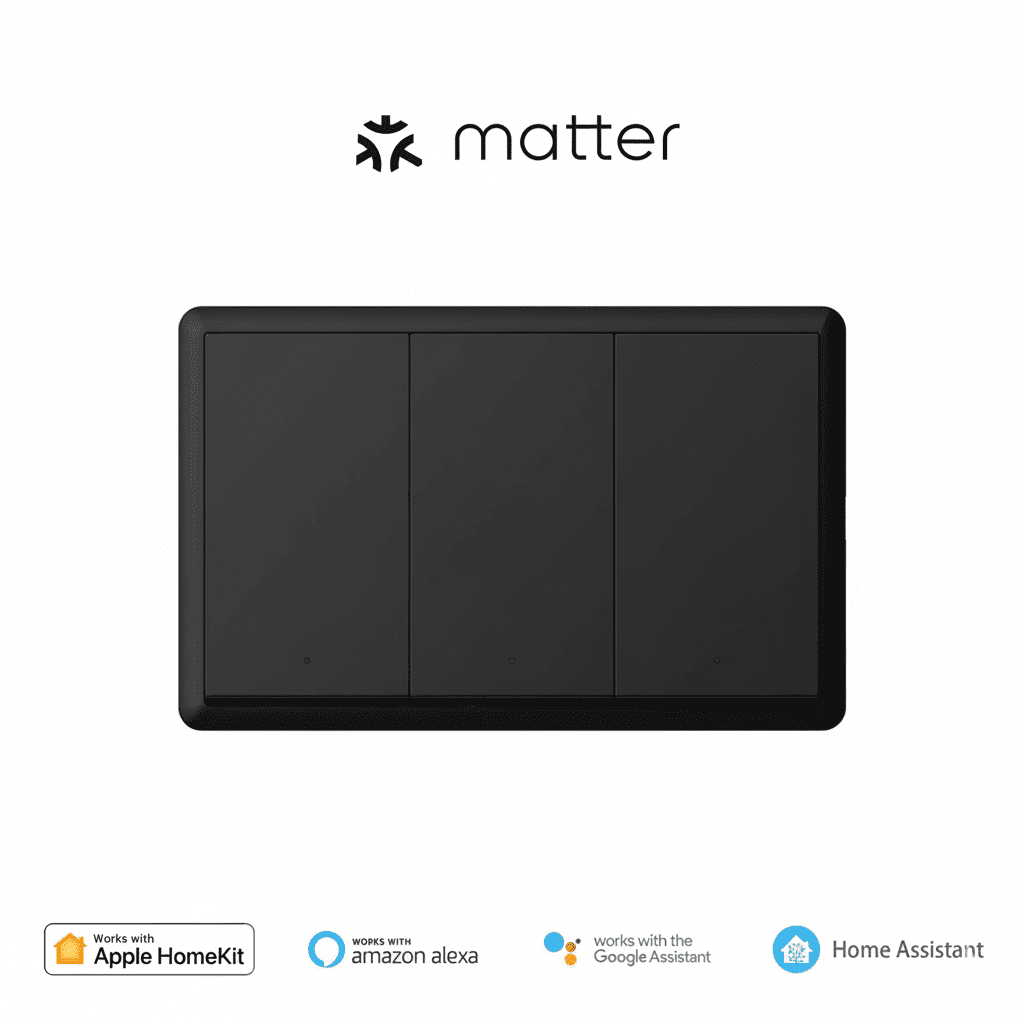 Matter Smart Wall Switch, Black, 118mm Wall Switch, Work with Apple ...