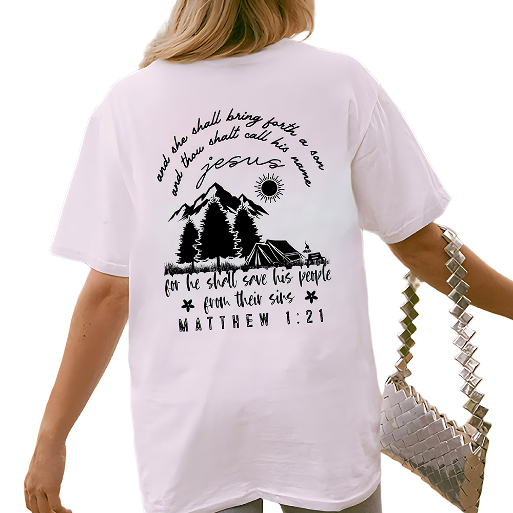 Matthew 1:21 Bible Verse Tops for Women & Men He Shall Save His People ...