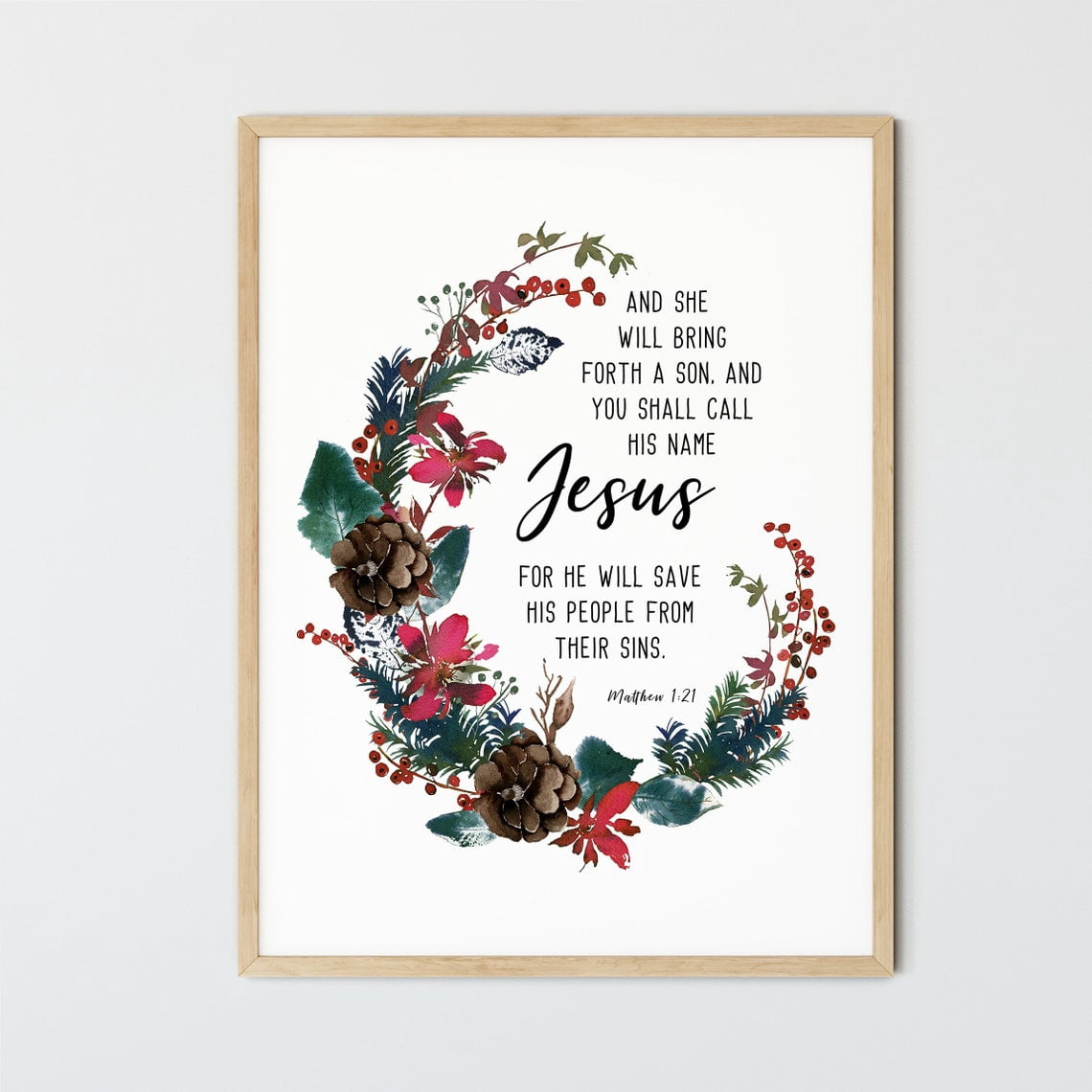 Matthew 1:21 Call His Name Jesus Poster, Stretched Size 12x18 - Walmart.com
