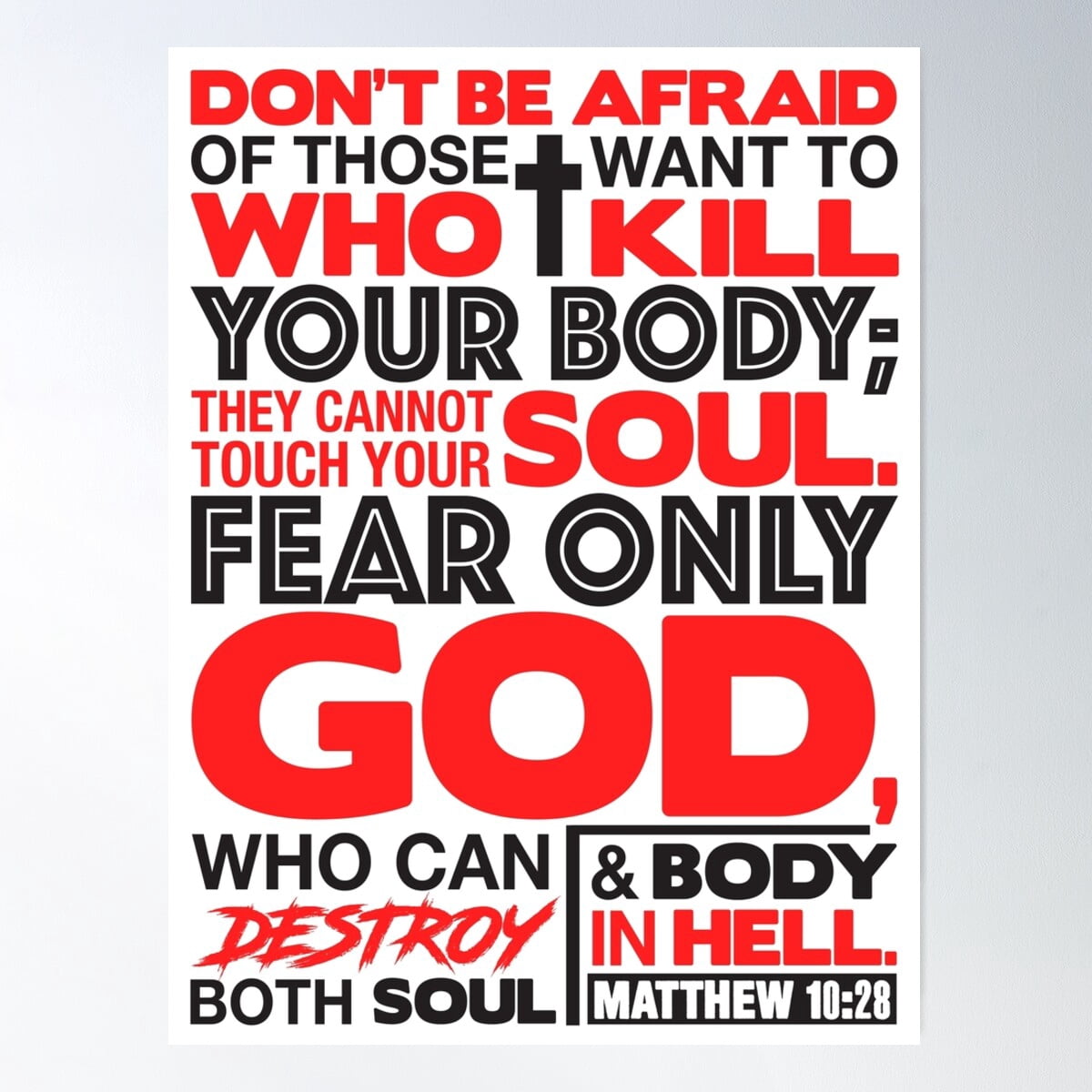 Matthew 10:28 Don’T Be Afraid Poster Wall Art, Modern Wall Decor For ...