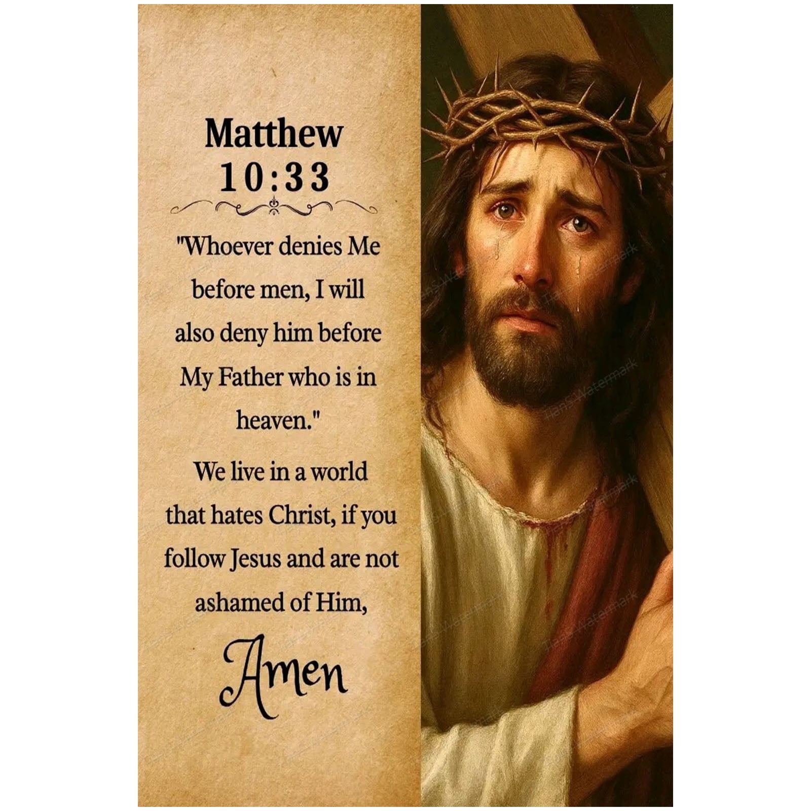 Matthew 10:33 Scripture & Jesus Christ Canvas Wall Art - Framed ...