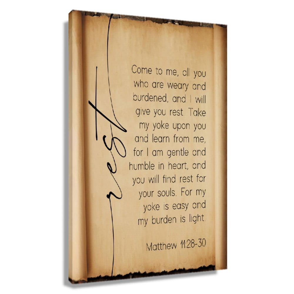 Matthew 11 28-30 Bible Verse Wall Art Vintage Scripture Posters Poster ...