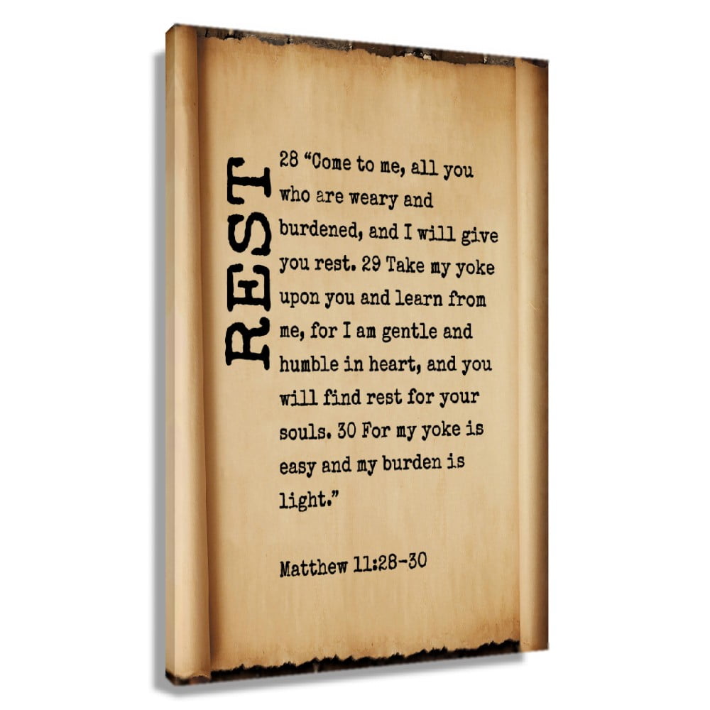 Matthew 11 28-30 Bible Verse Wall Art Vintage Scripture Posters Poster ...