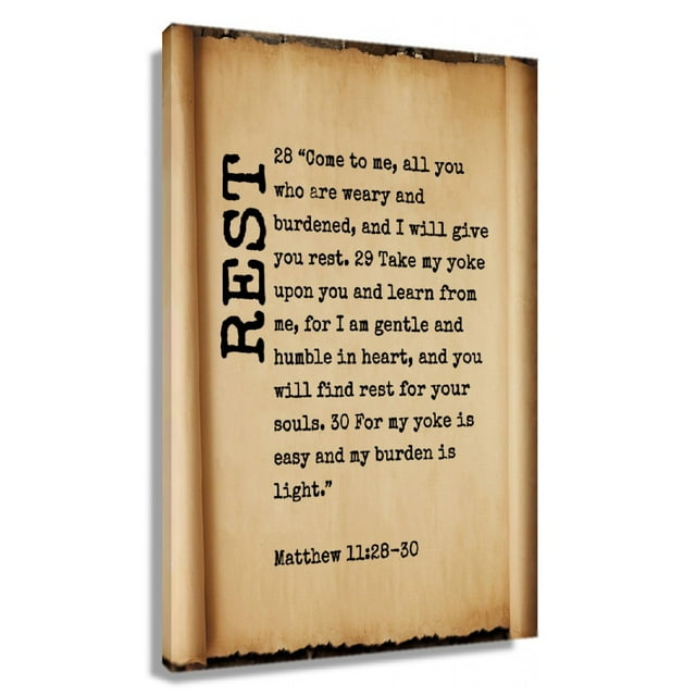 Matthew 11 28-30 Bible Verse Wall Art Vintage Scripture Posters Poster ...