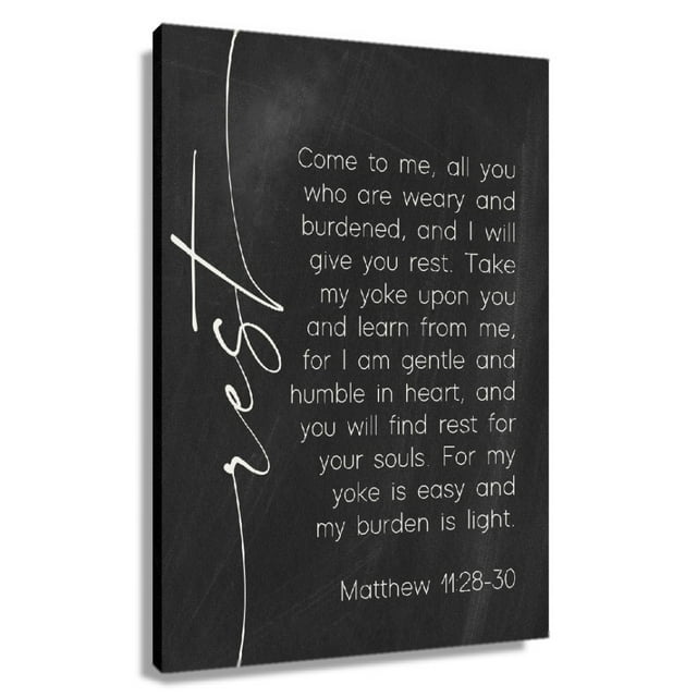 Matthew 11 28-30 Wall Art Bible Verse Poster Printing Bathroom Canvas ...