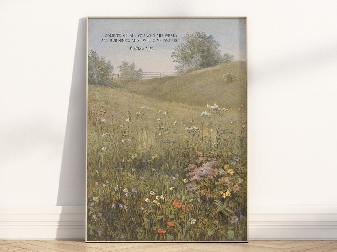 Matthew 11:28 Bible Verse Wall Art, Come To Me All You Who Are Weary ...