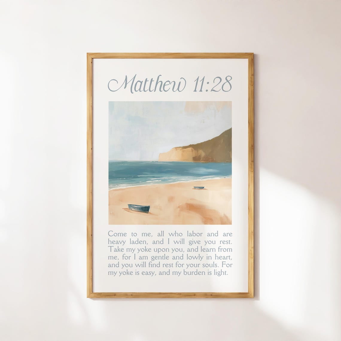 Matthew 11:28 Poster, Christian Wall Art, Coastal Granddaughter Coastal ...