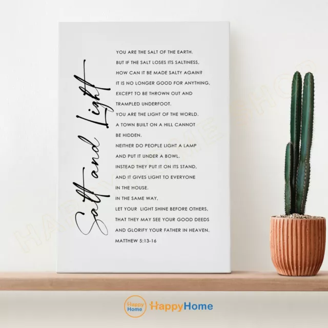Matthew 5:13-16 Salt And Light Wall Art Bible Verse Prints Scripture ...