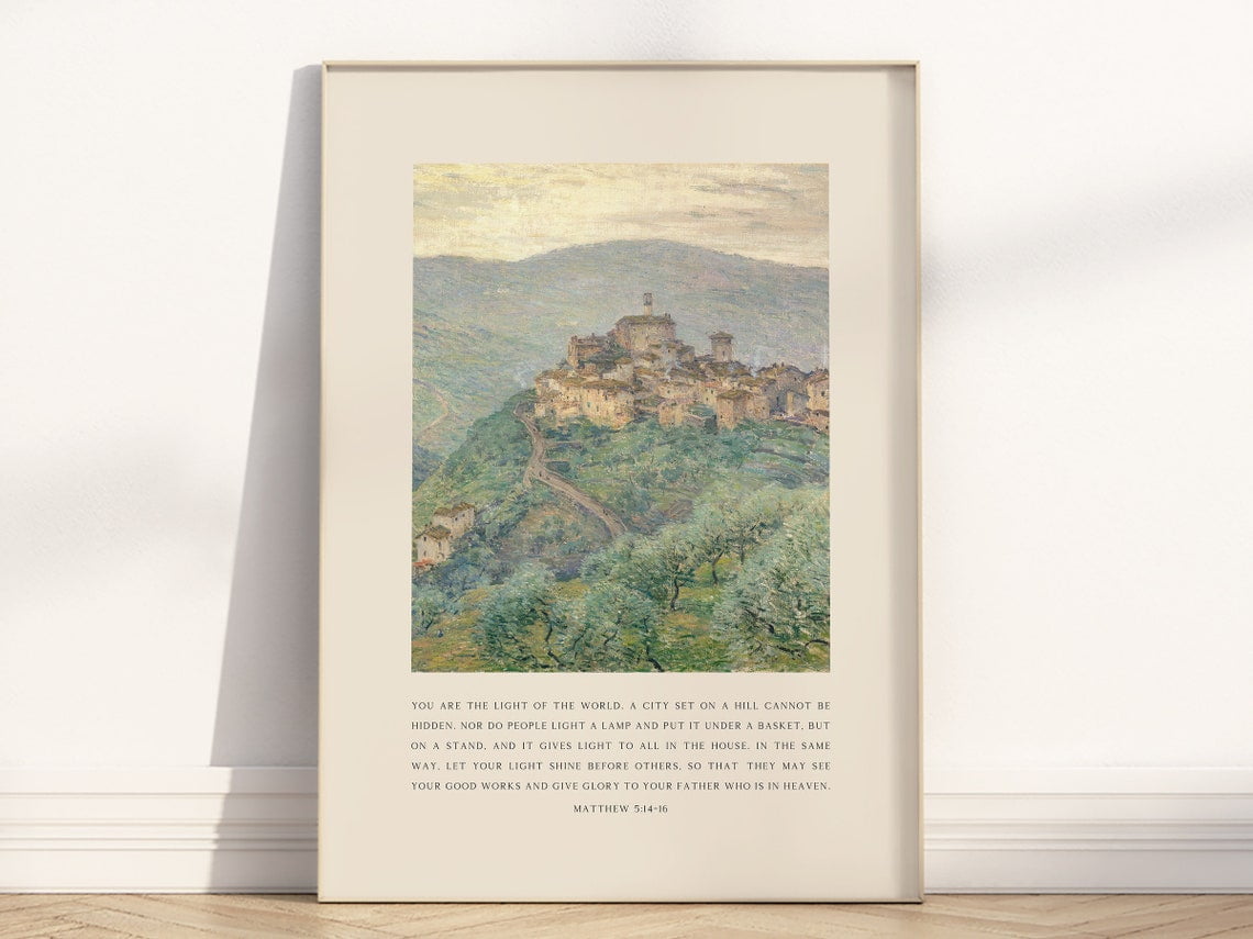 Matthew 5:14-16 City On The Hill Light Of The World Bible Verse Wall ...