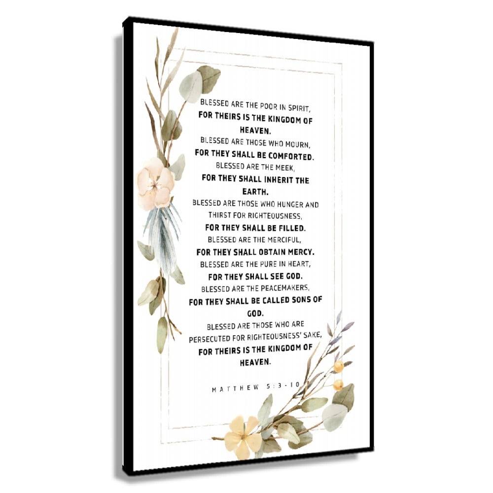 Matthew 5 3-10 The Beatitudes Printable Wall Art, Blessed Scripture ...