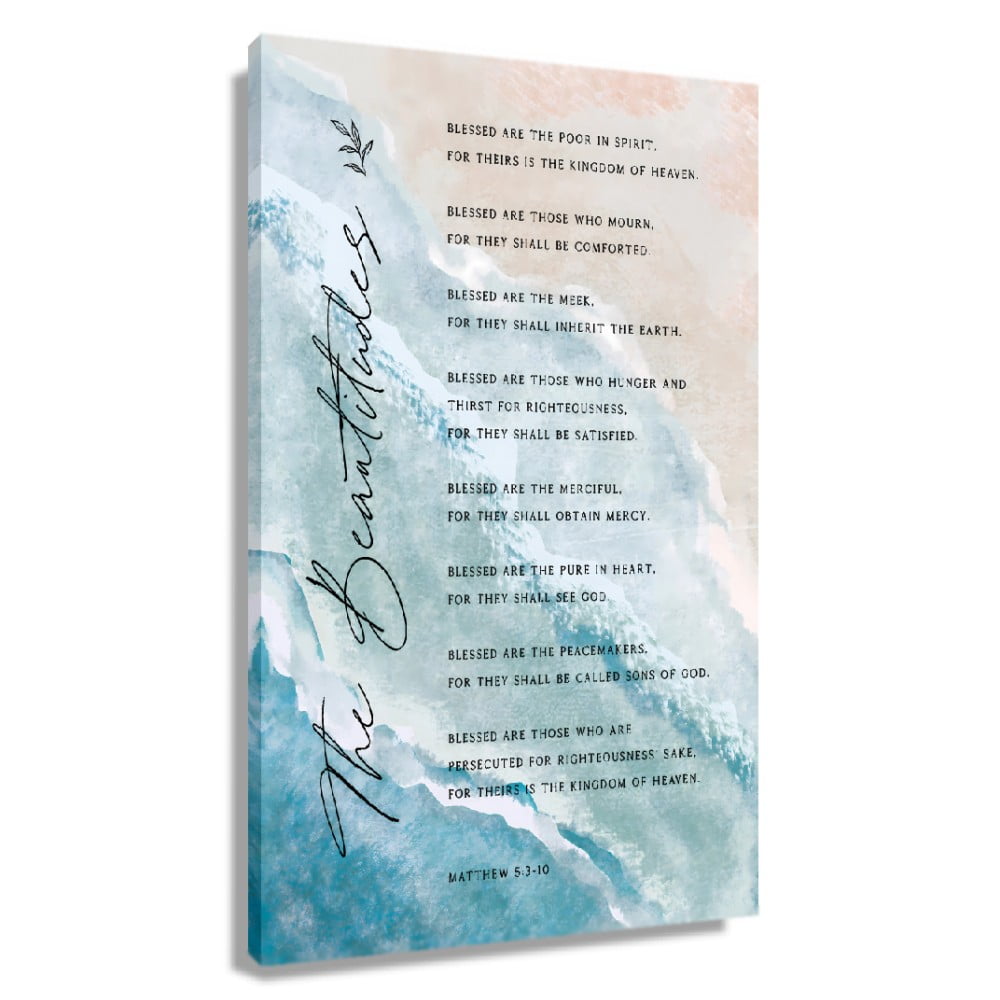 Matthew 5:3-12 Bible Verse Canvas Wall Art, Beatitudes Scripture Poster ...