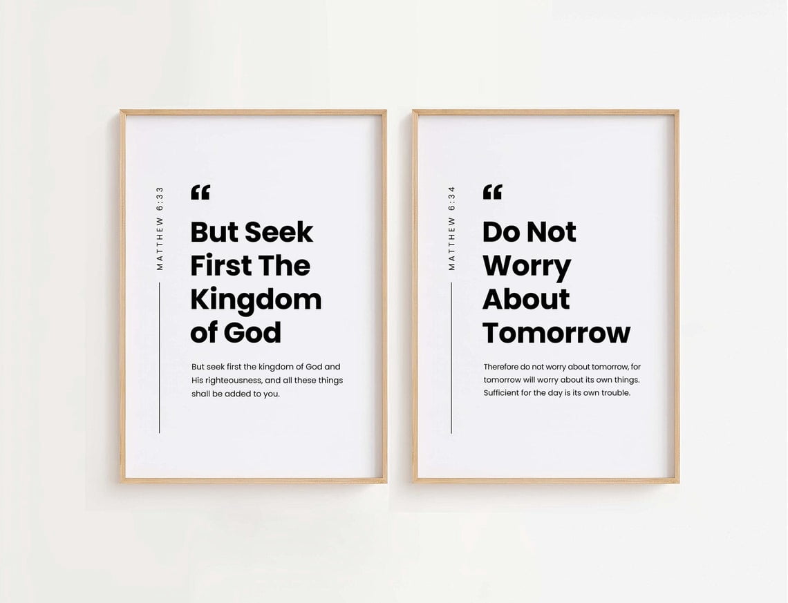 Matthew 6:33-34 Seek First the Kingdom of God Bible Verse Christian ...