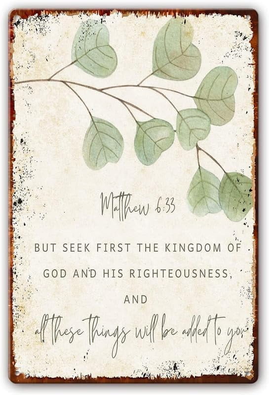 Matthew 6:33 Metal Signs Bible Verses Wall Decor Scripture Wall Art But ...