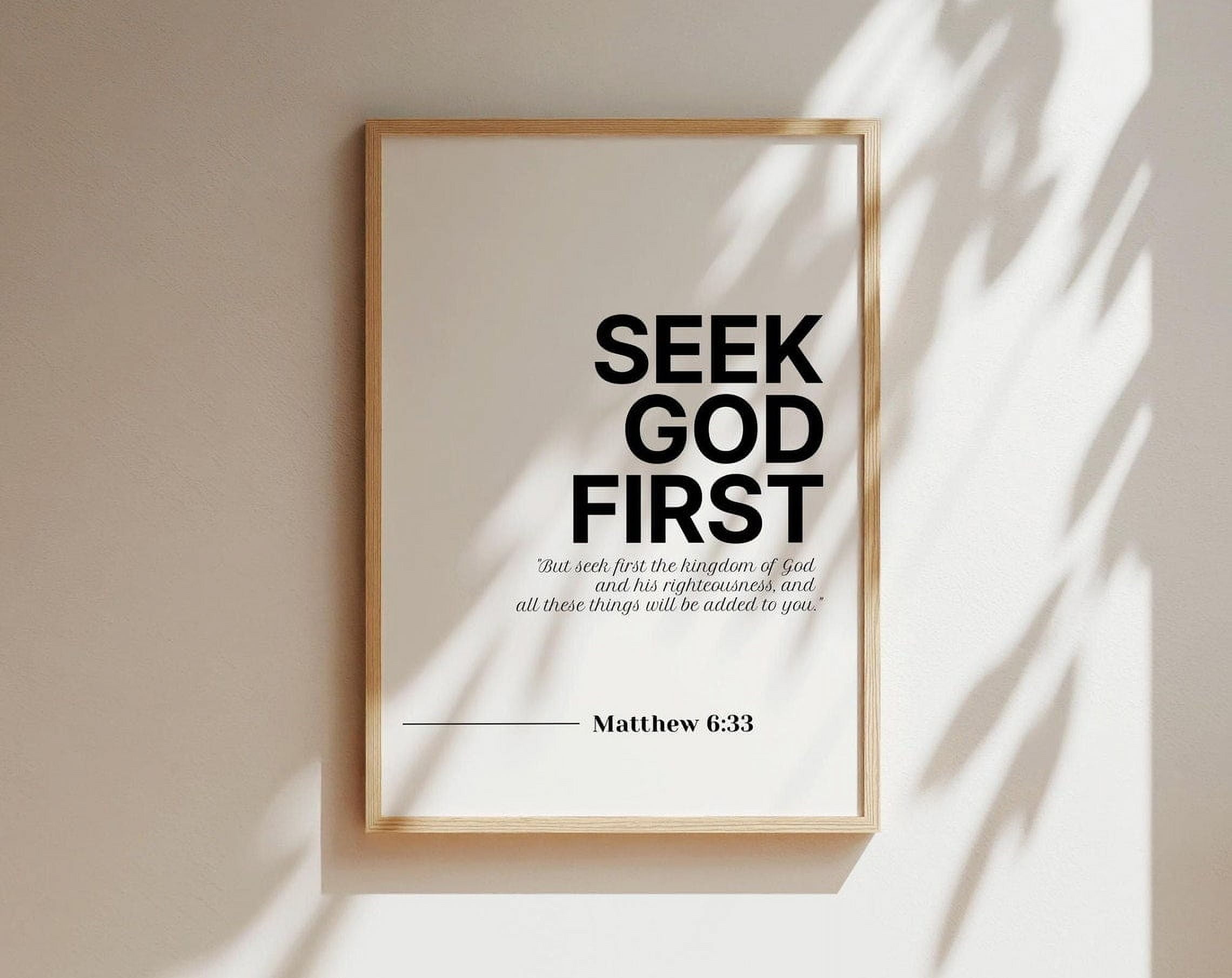 Matthew 6:33 Seek God First Bible Verse Wall Art, Christian Home Decor ...