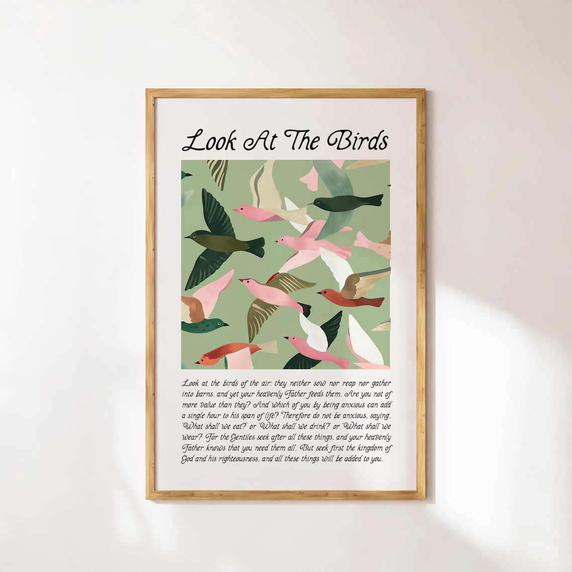 Matthew 6 Bible Verse Sage Green Christian Wall Art, Unframed Canvas ...