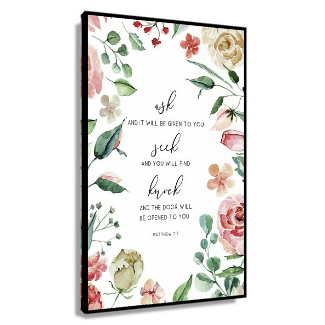 Matthew 7 7, Bible Verse Wall Art, Printable Floral Scripture Wall Art ...