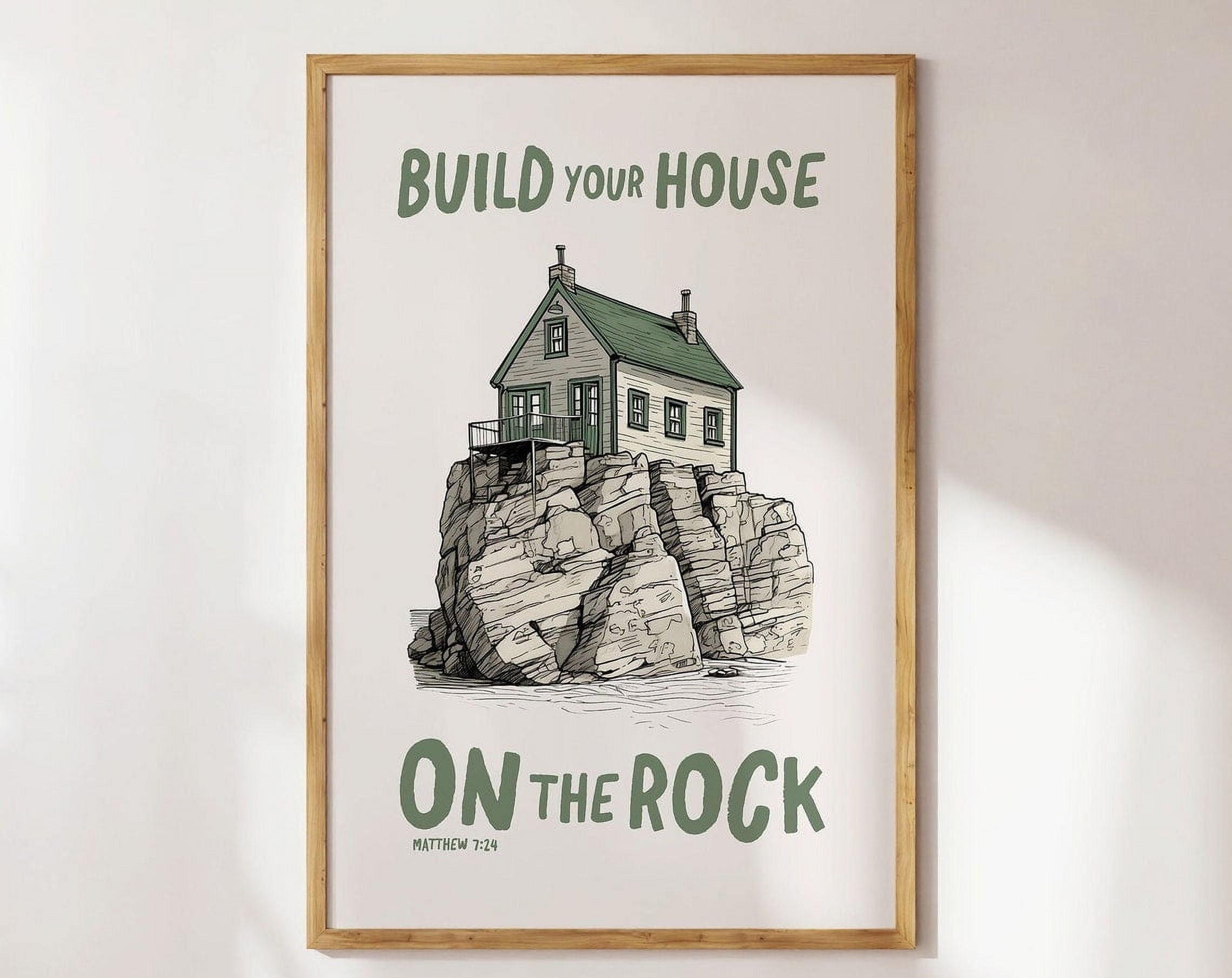 Matthew 7 Build Your House On The Rock Bible Verse Wall Art Scripture ...