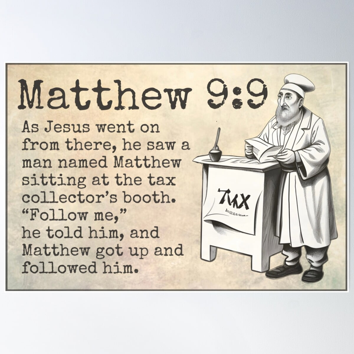 Matthew 9:9 Poster Wall Art, Modern Wall Decor For Living Room Bedroom ...