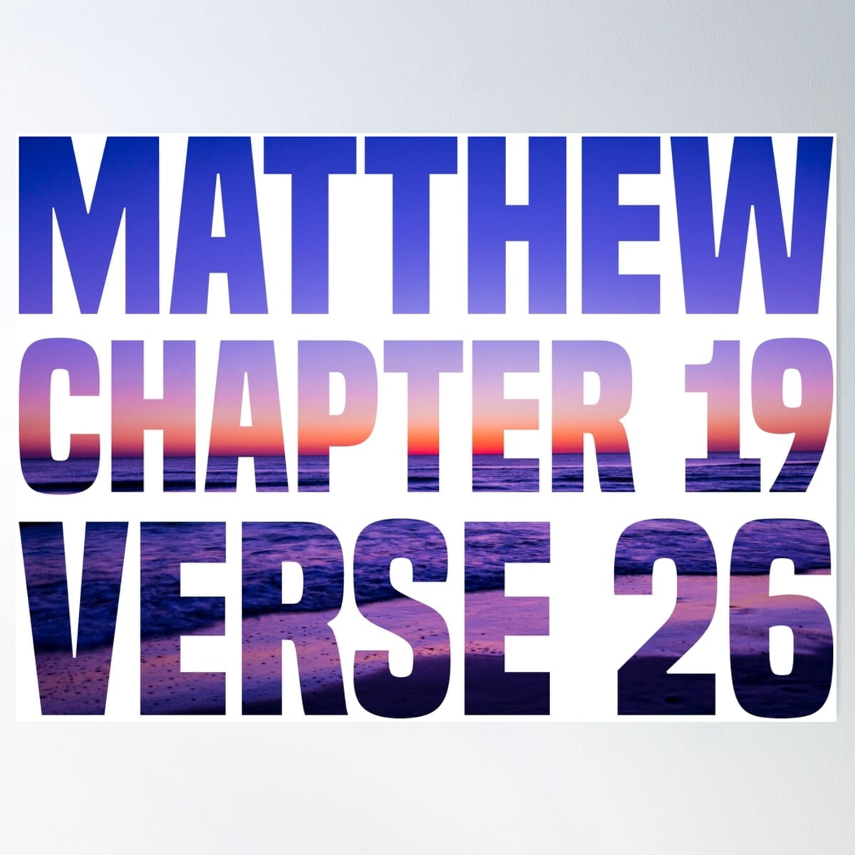Matthew Chapter 19 Verse 26 - Bible Quote Poster Wall Art, Modern Wall ...