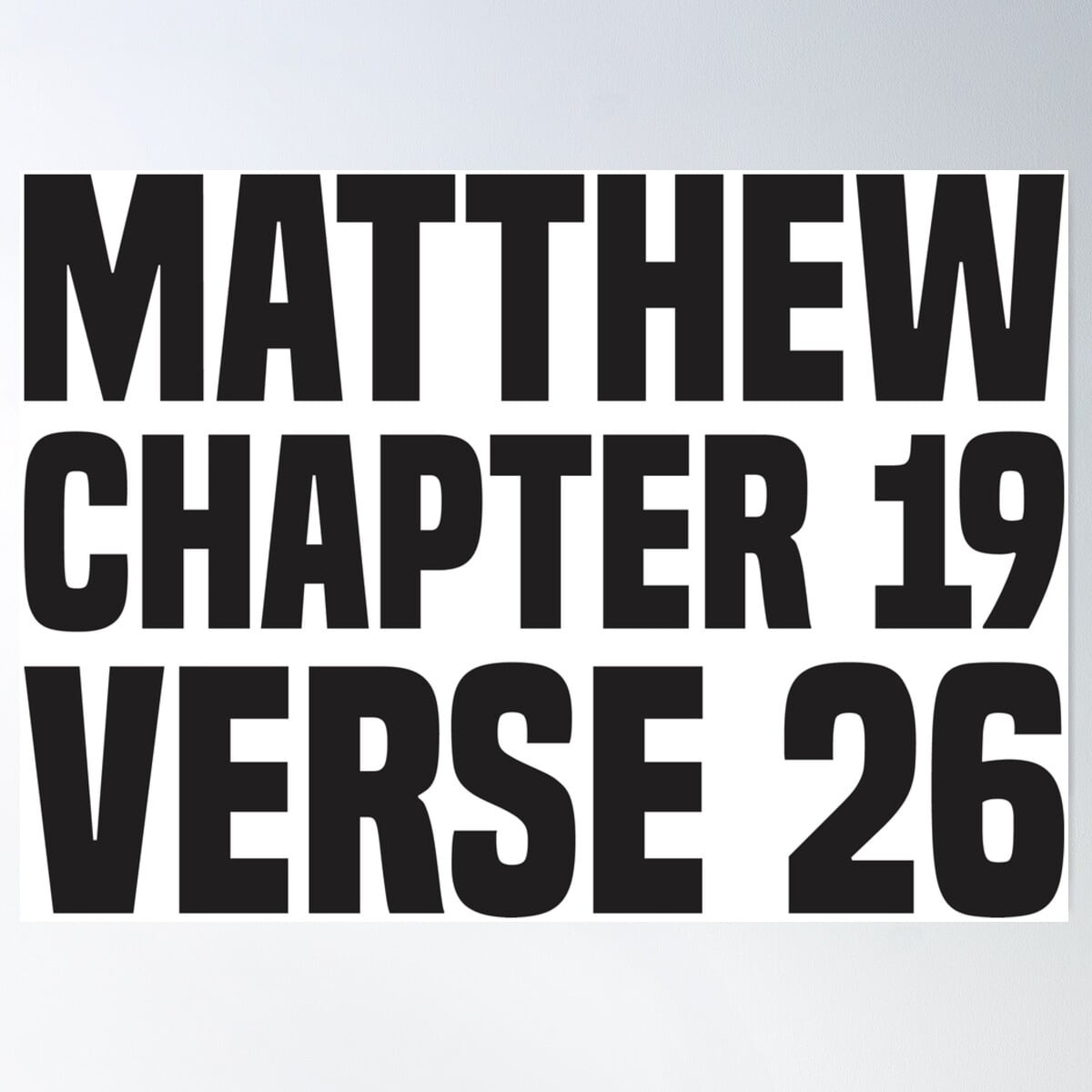 Matthew Chapter 19 Verse 26 - Holy Bible Poster Wall Art, Modern Wall ...