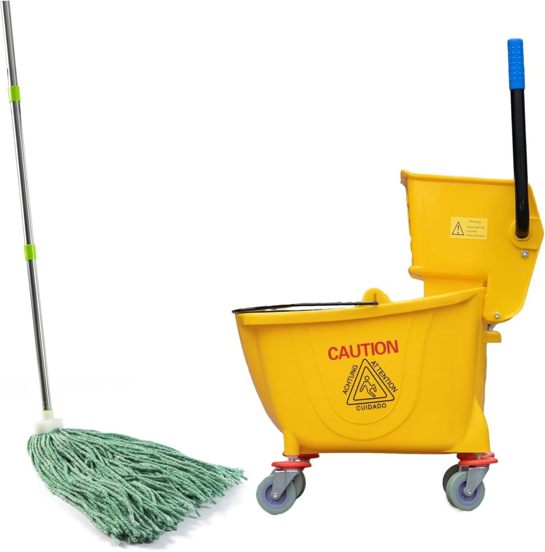Matthew Cleaning 34 Quart Commercial Mop Bucket INCL.Wet String Mop ...