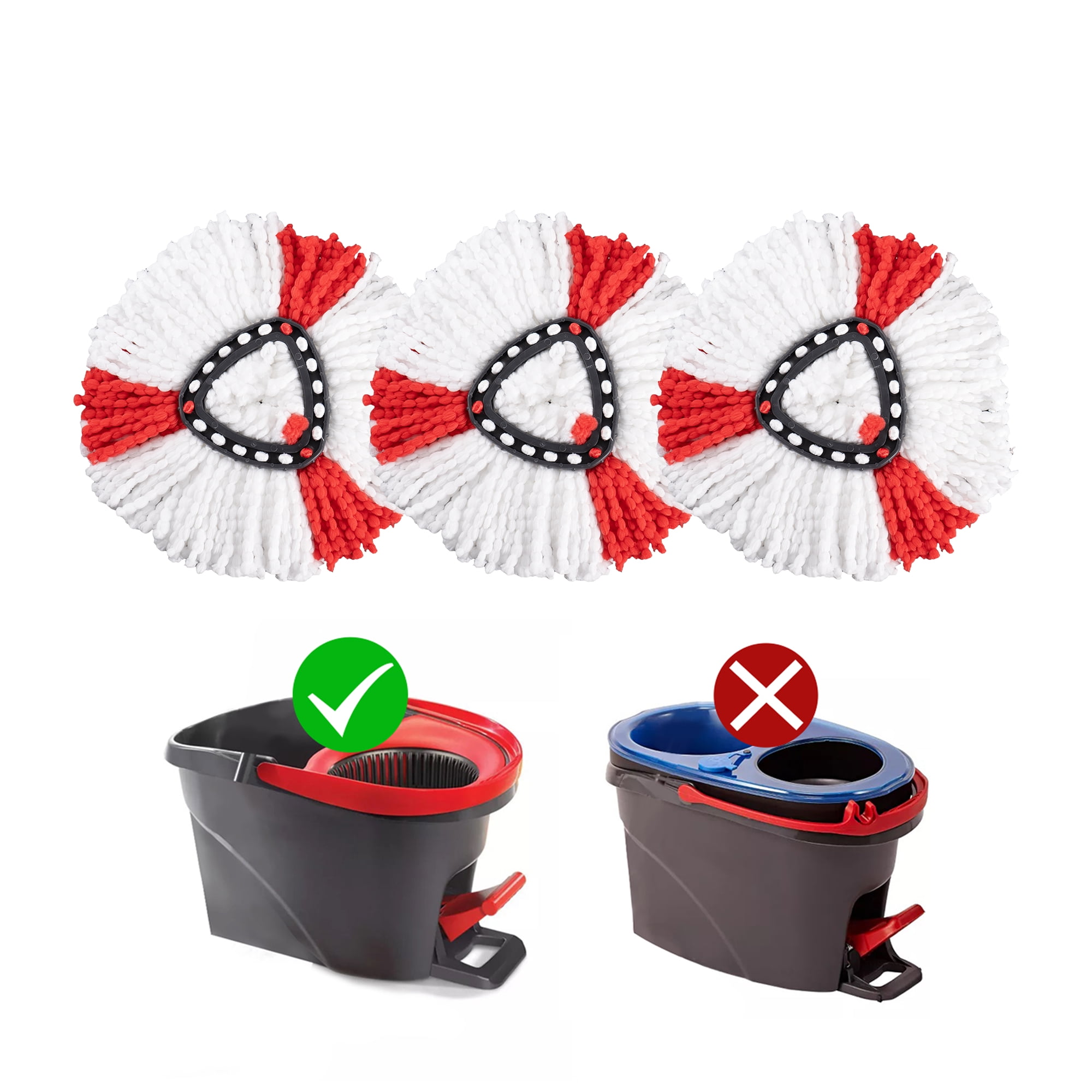 Matthew Cleaning 3Pack Red Microfiber Spin Mop Head, Compatible with ...