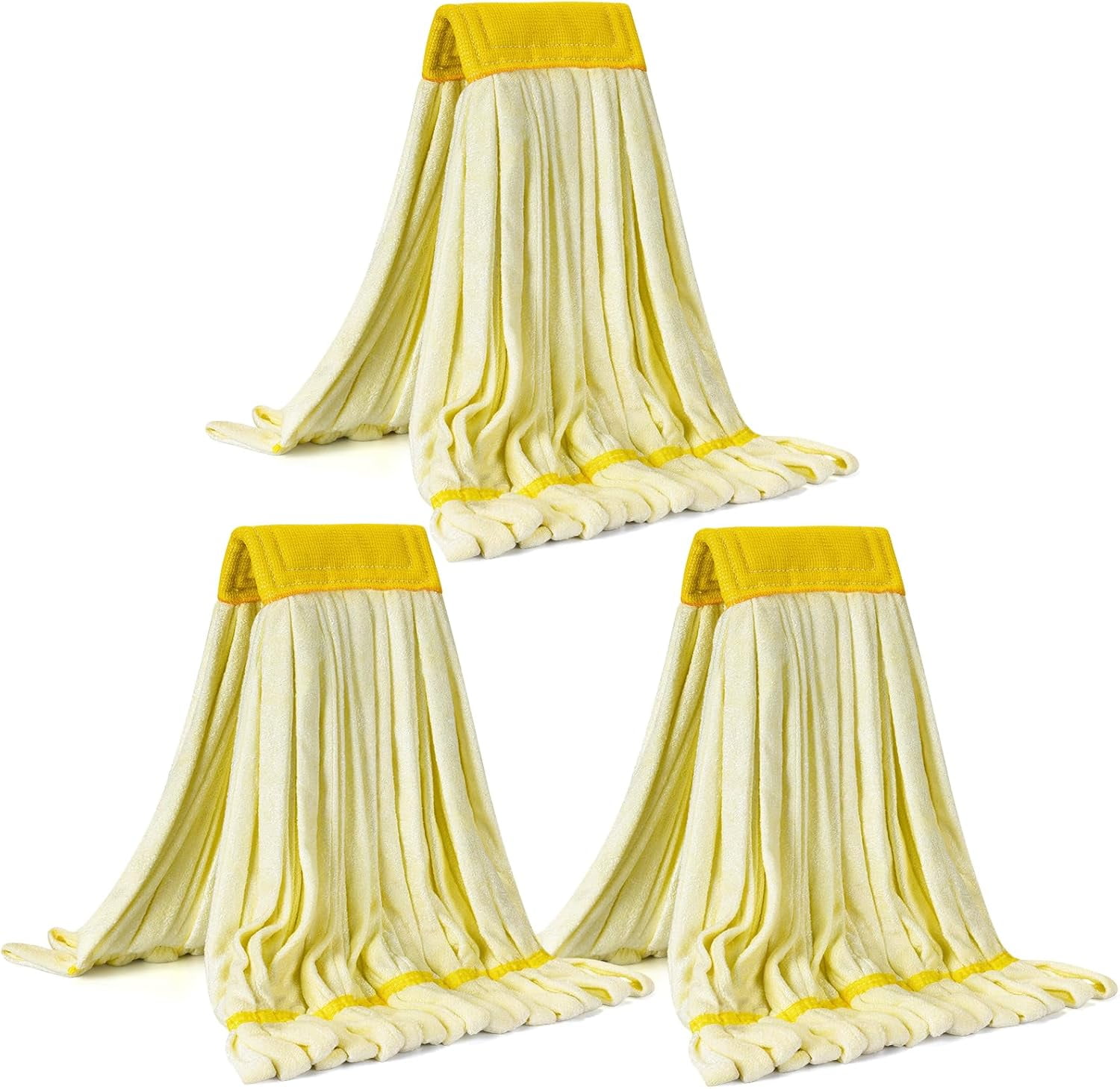 Matthew Cleaning Microfiber Tube Mop(Large,Yellow,3Pack) Heavy Duty Mop Head Replacement ...