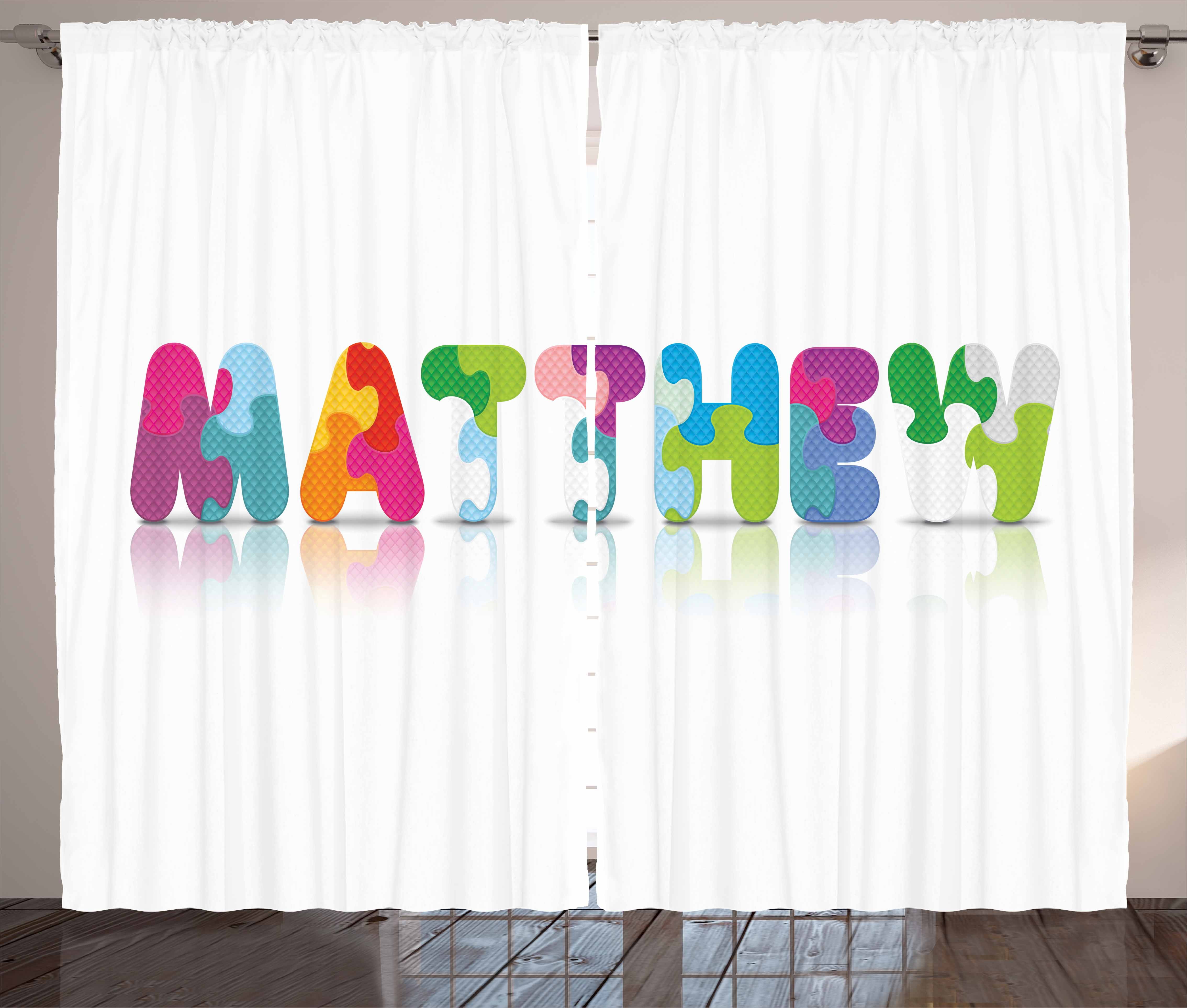 Ambesonne Matthew Curtains 2 Panel Set, Colorful Name, 108" x 108 ...