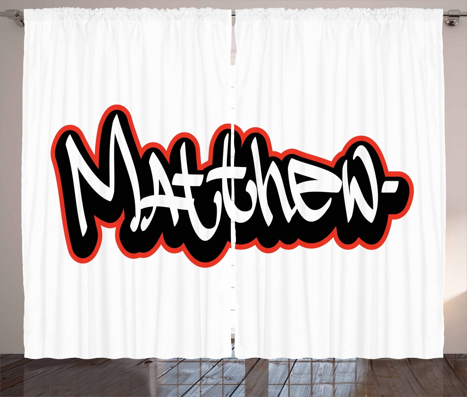 Ambesonne Matthew Curtains 2 Panel Set, Hip-hop Street Art Name, 108" x ...
