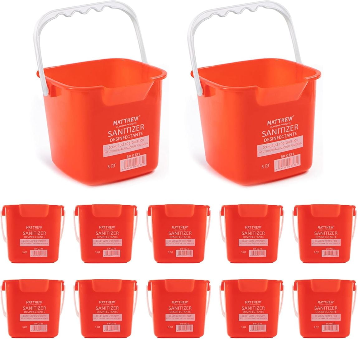 Matthew Detergent&Sanitizing Cleaning Bucket 3 Quart Plastic Pail,Set ...