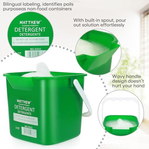 Matthew Detergent and Sanitizing Cleaning Bucket 3 Quart Plastic Pail ...