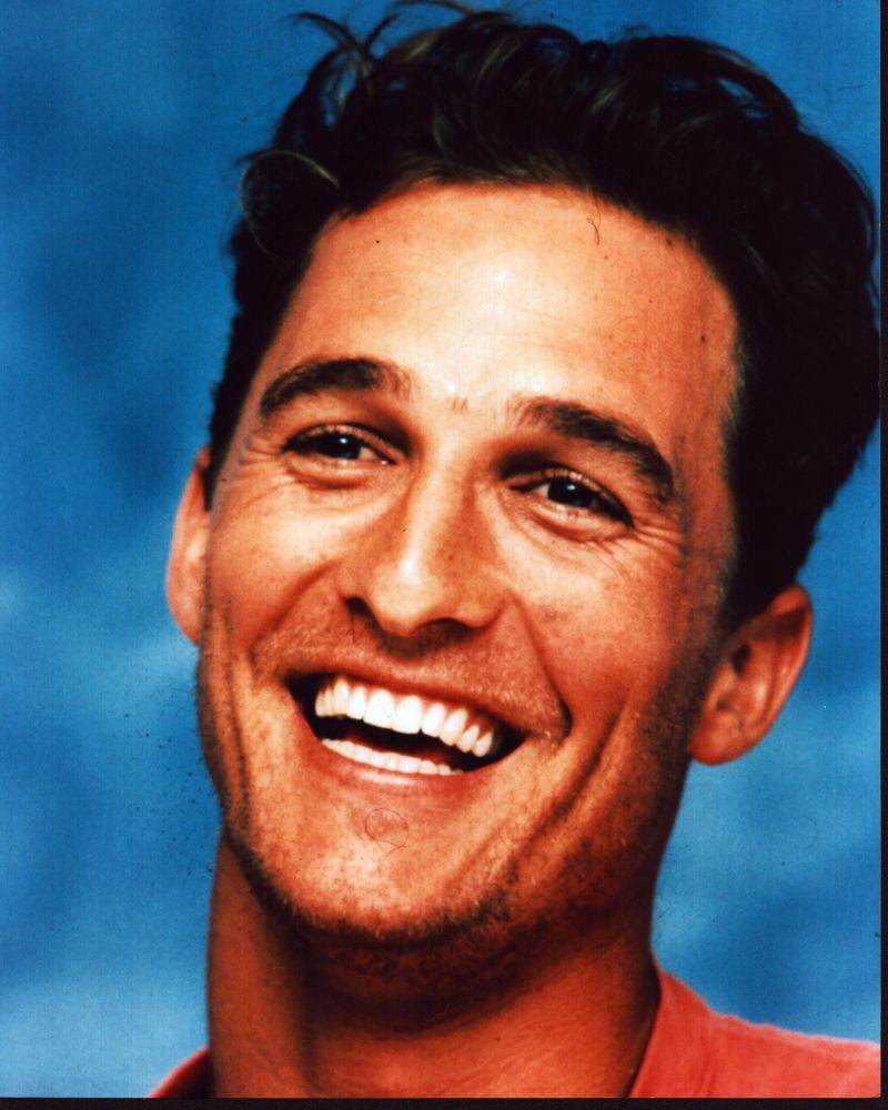Matthew Mcconaughey Close Up Laughing Blue Background Photo Print (8 x ...