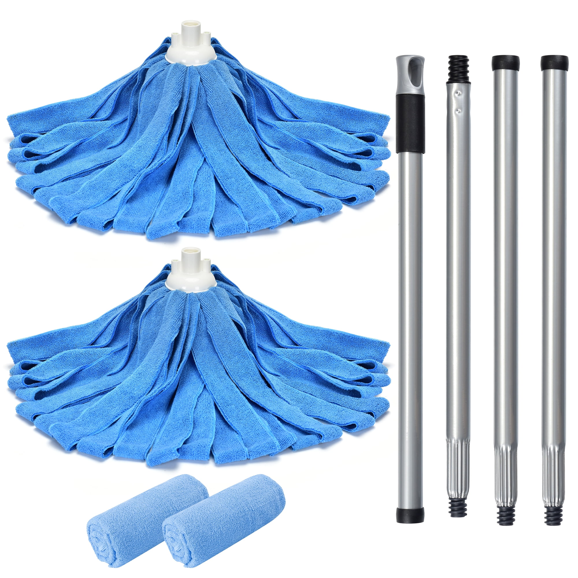Matthew Microfiber Mop, 54" Steel Handle, 2 Heads, 1 Handle, 2 Cloths ...
