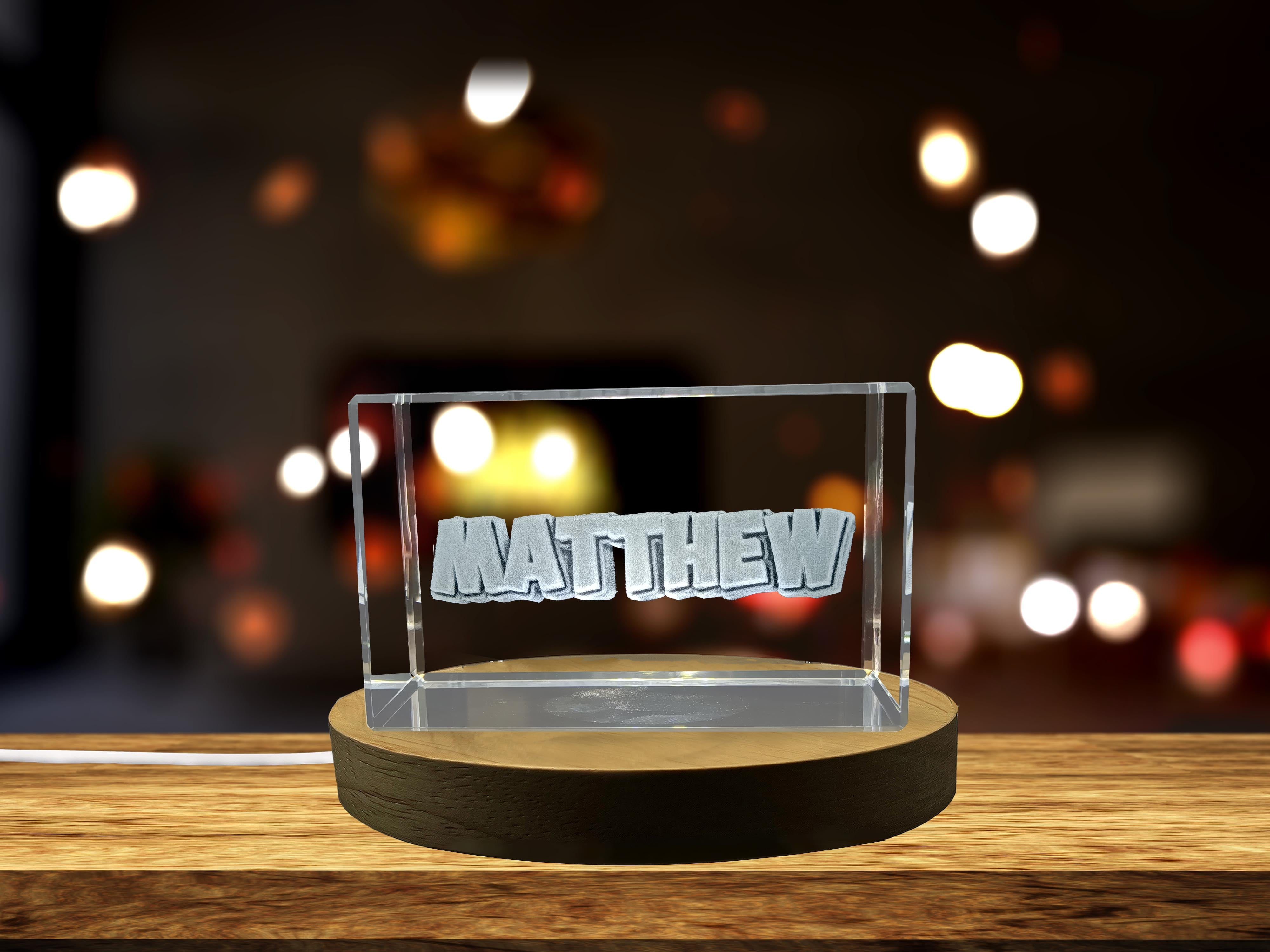 Matthew| Names Art 3D Engraved Crystal - Walmart.com