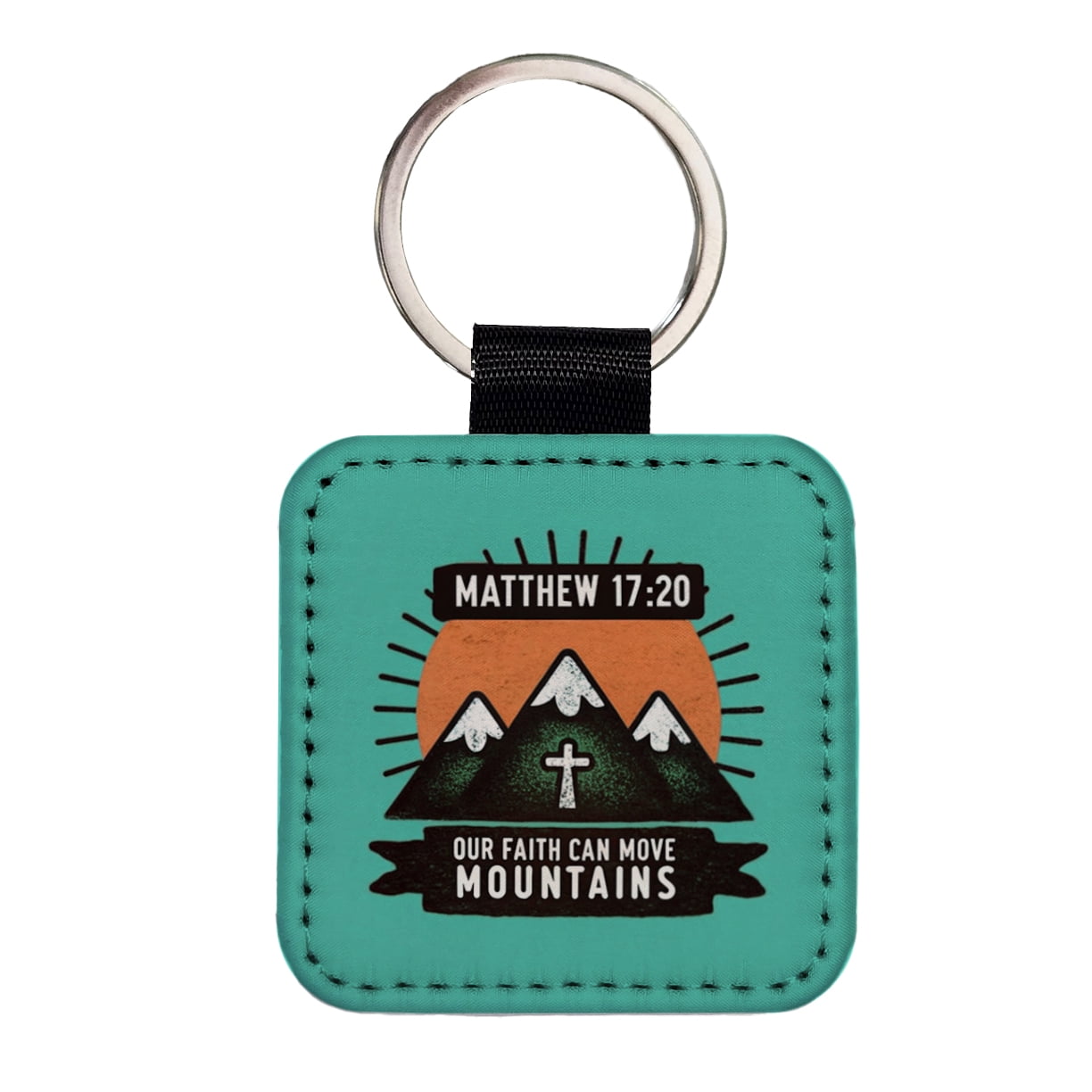 Matthew Our Faith Can Move Mountains Bible Verse Faux Leather Square ...